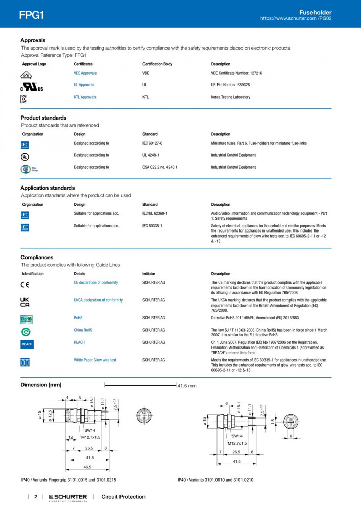 SCHURTER 3101.0110 datasheet page 2