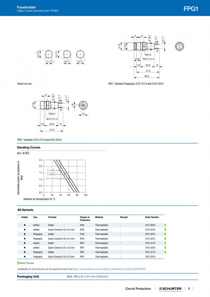 SCHURTER 3101.0110 datasheet page 3