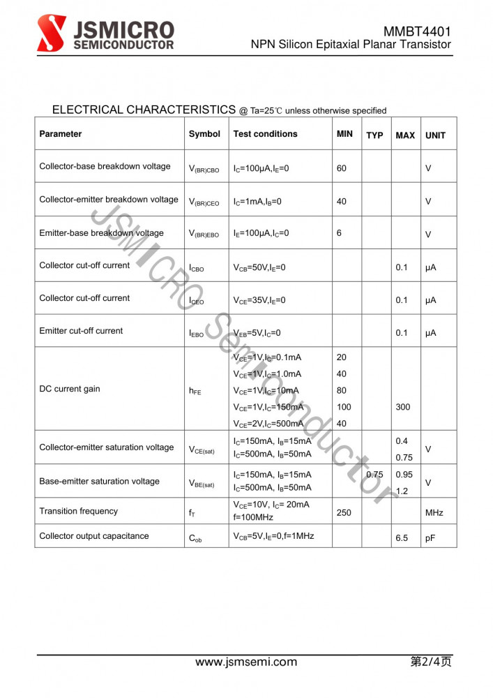 MMBT4401 datasheet page 2
