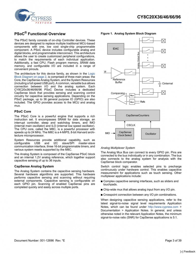 CY8C20566-24PVXI datasheet page 3