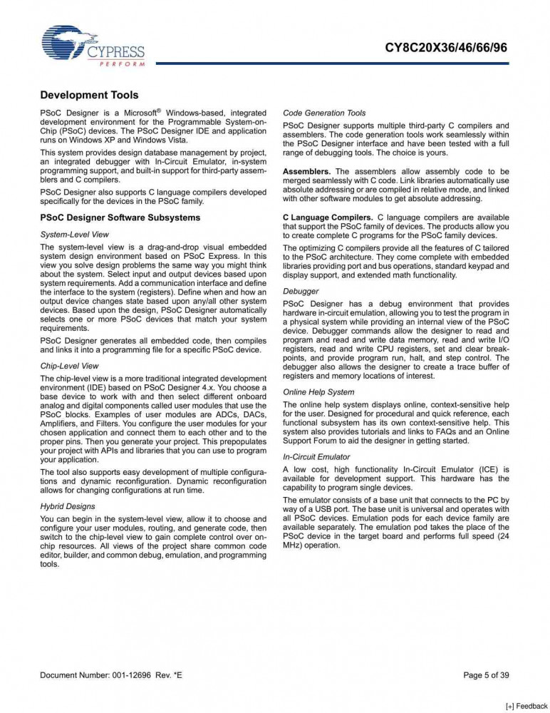CY8C20566-24PVXI datasheet page 5