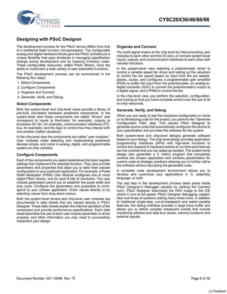 CY8C20566-24PVXI datasheet page 6