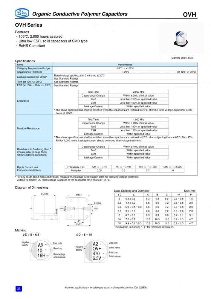Lelon OVH Series datasheet page 1