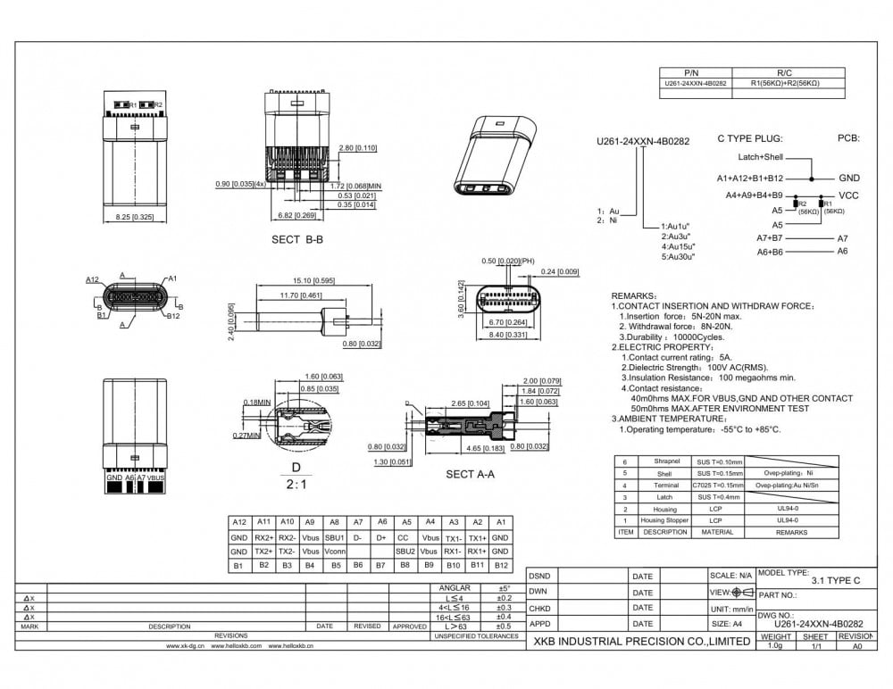 U261-2422N-4B0282 official technical drawing page 1