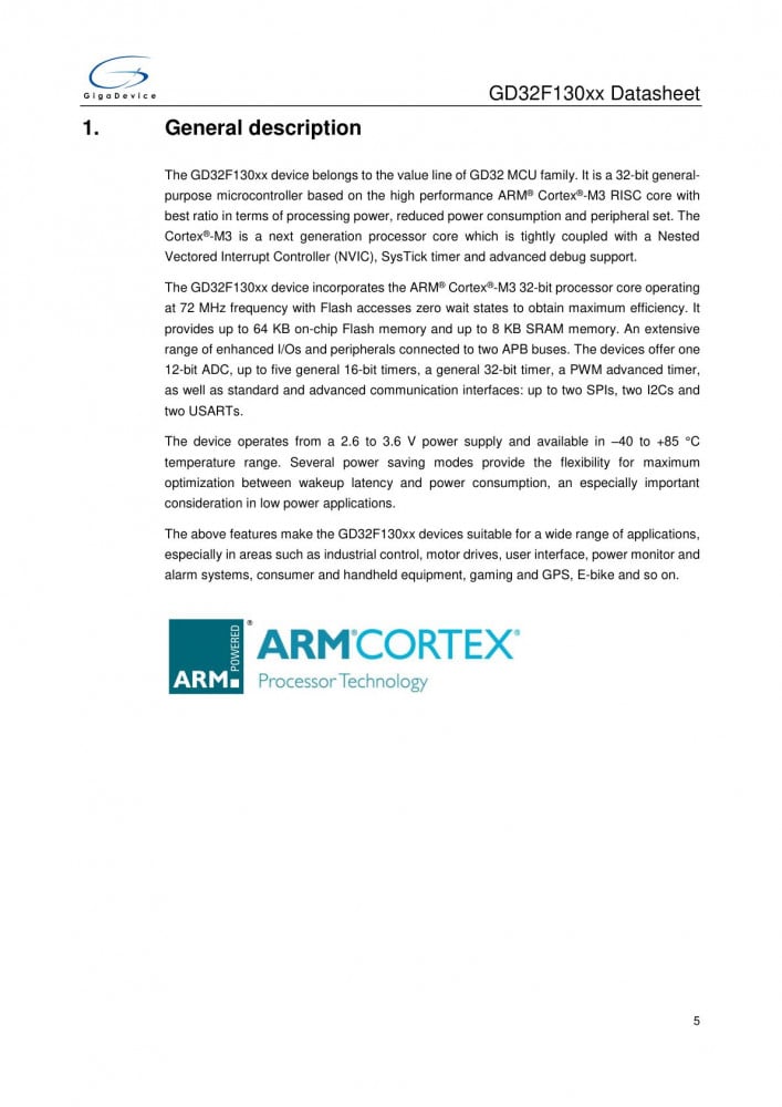 GD32F130xx datasheet page 6