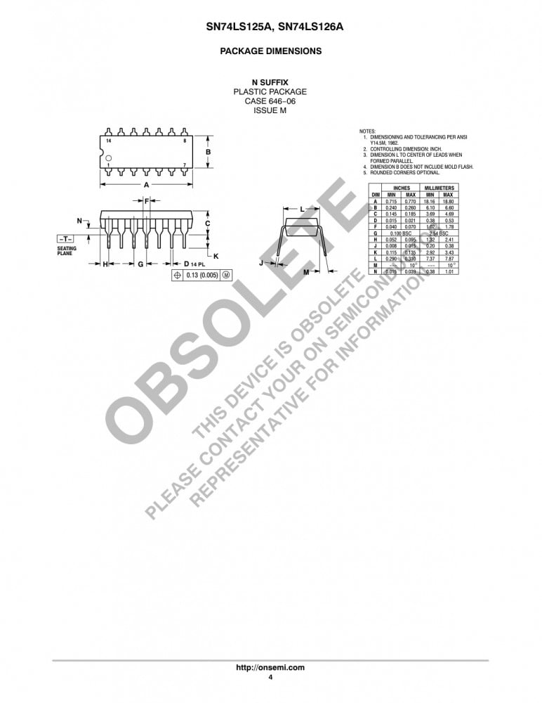 SN74LS125AM datasheet page 4