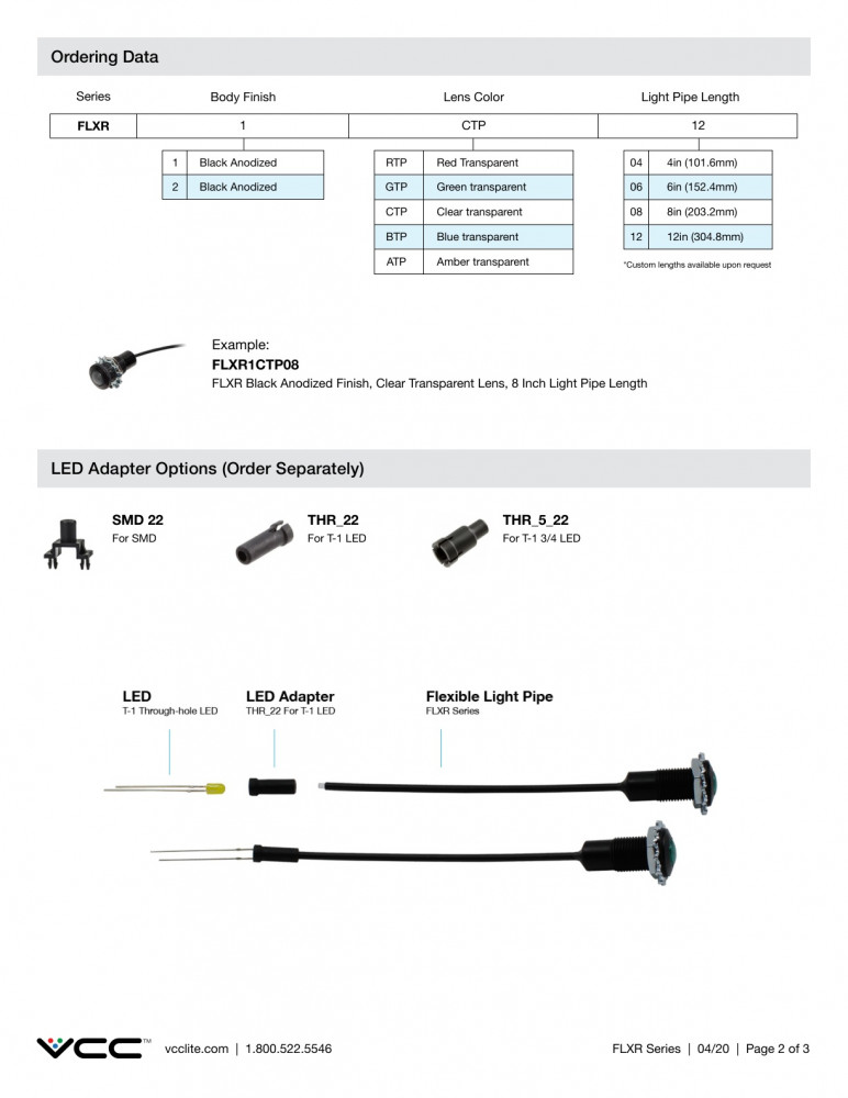 VCC FLXR Series product documentation, page 2