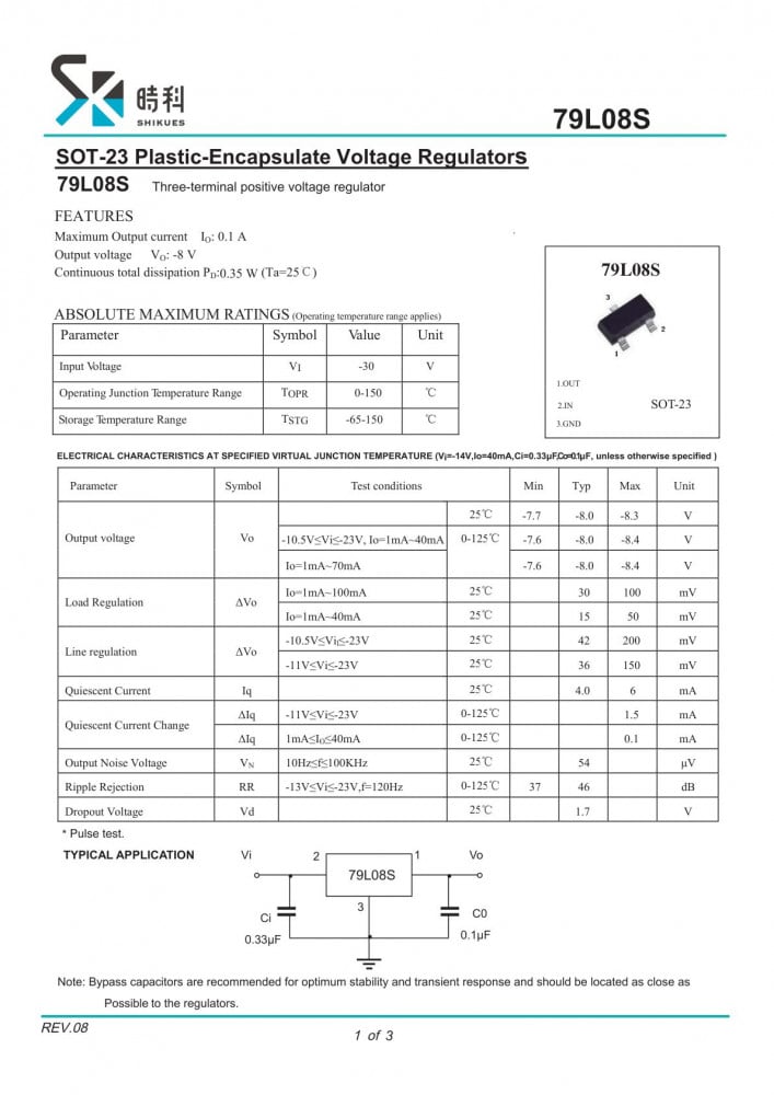 79L08S datasheet page 1