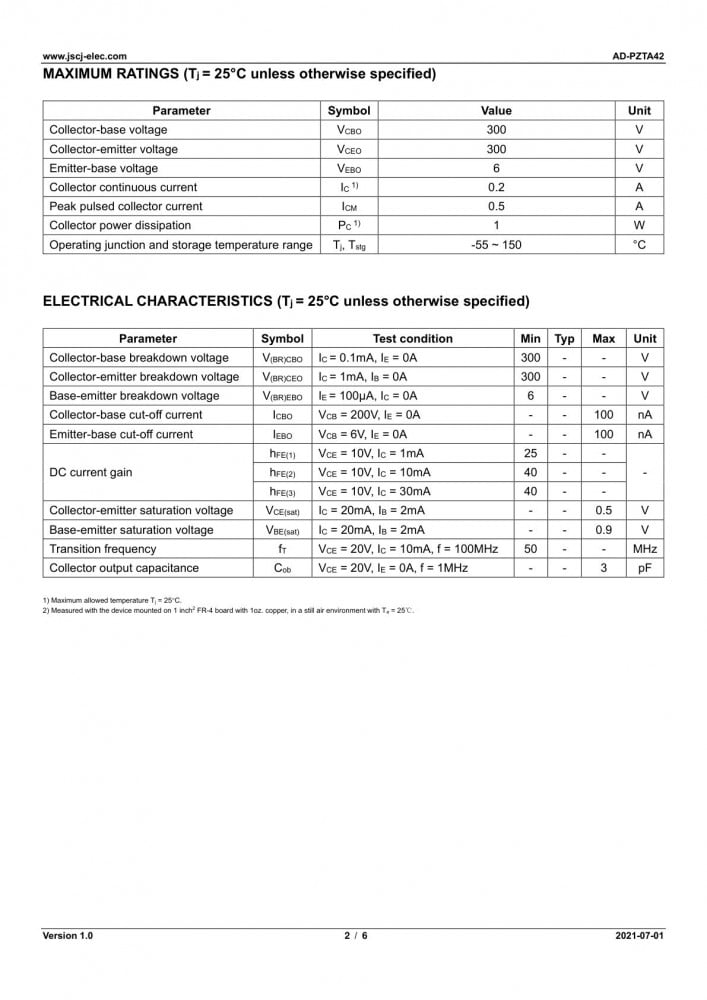 AD-PZTA42 datasheet page 2