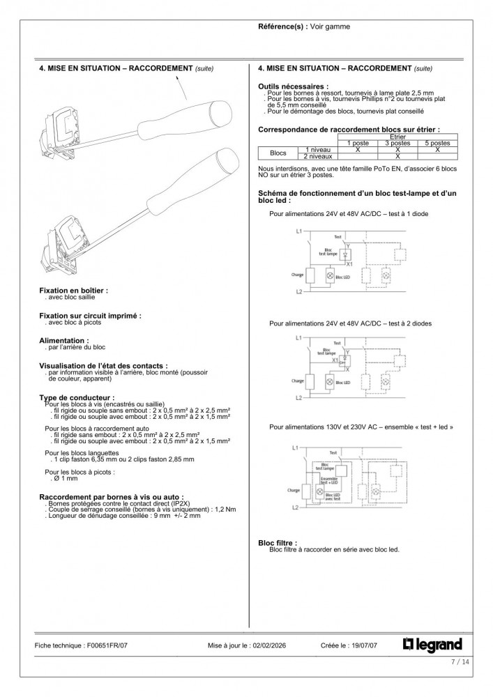 Legrand auxiliary control block technical document page 7