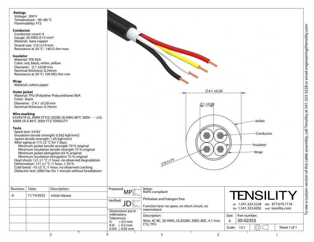 Tensility International 30-02355 product specification and drawing
