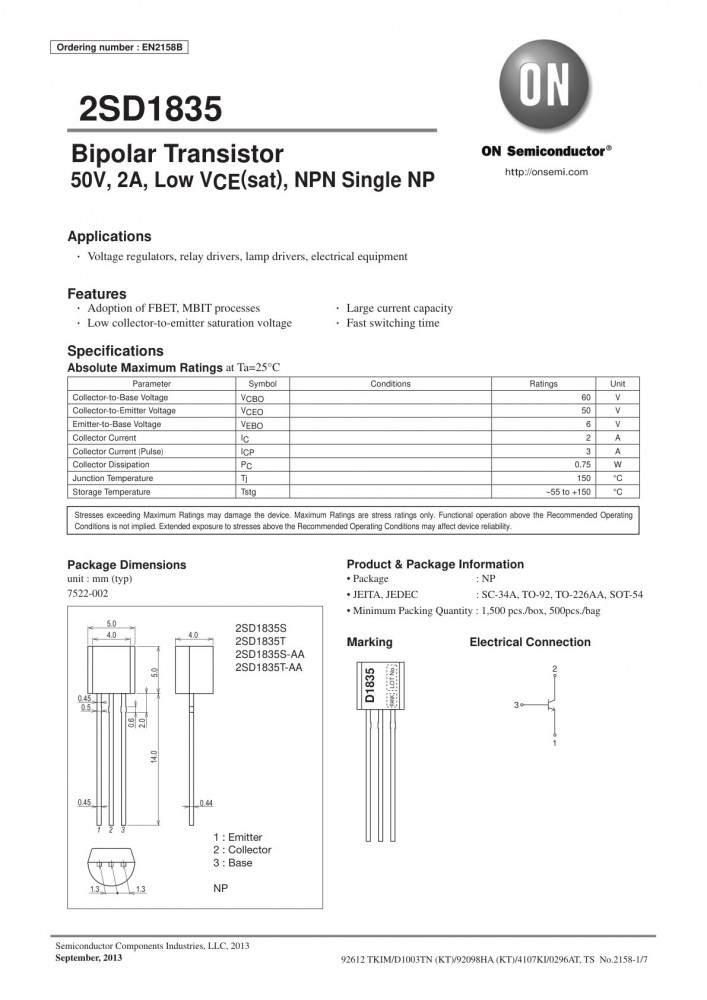 2SD1835S-AA technical document page 1