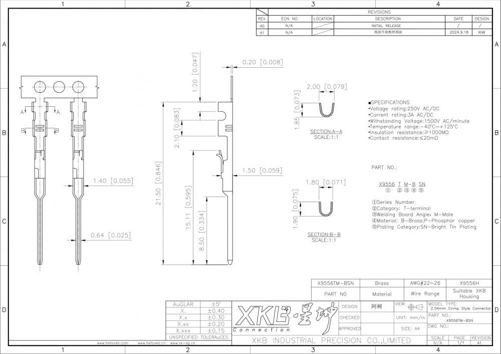 X9556TM-BSN technical drawing preview