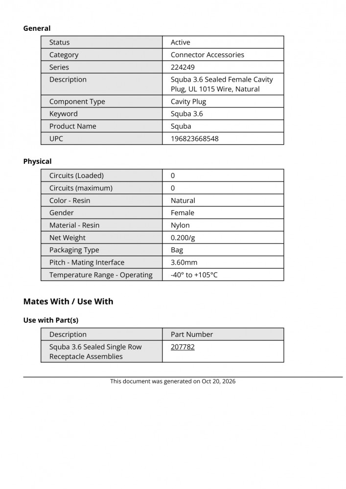 Technical document image 2 for MOLEX 2242490002
