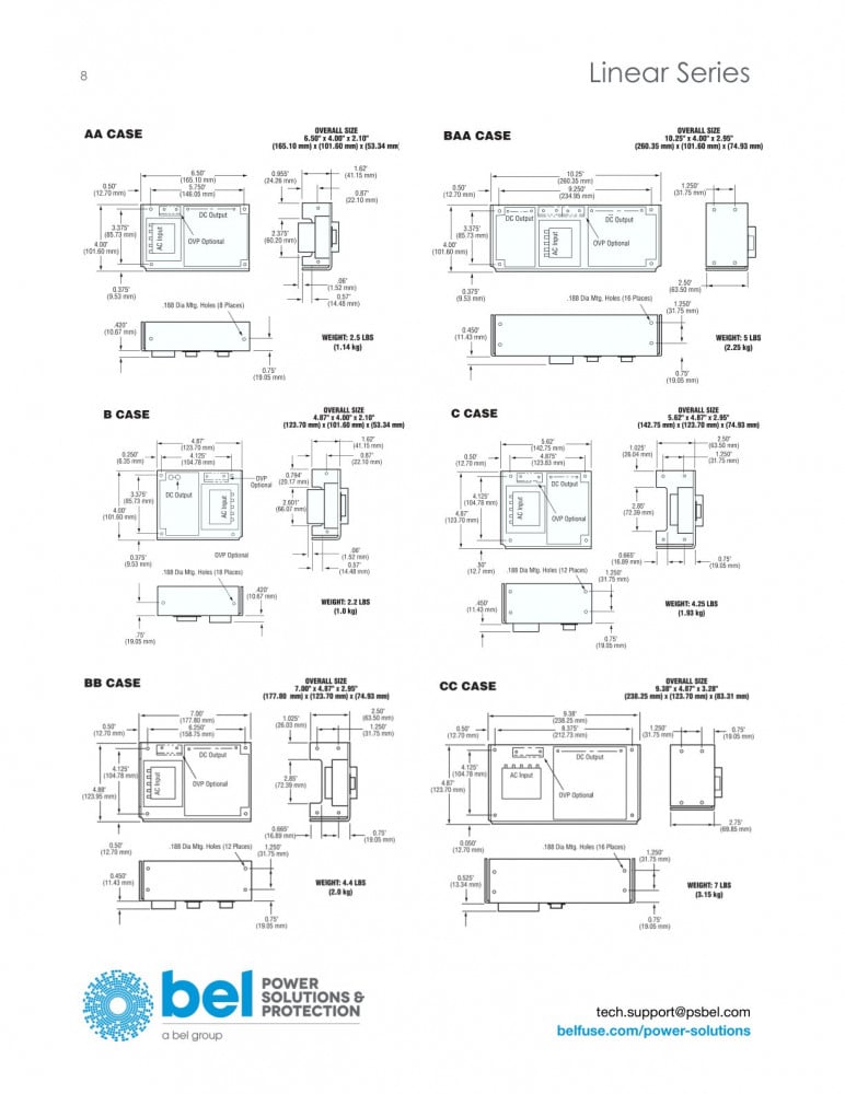 Bel Fuse linear power supply datasheet page 8