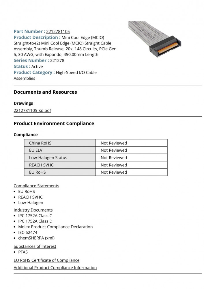 MOLEX 2212781105 drawing, page 1