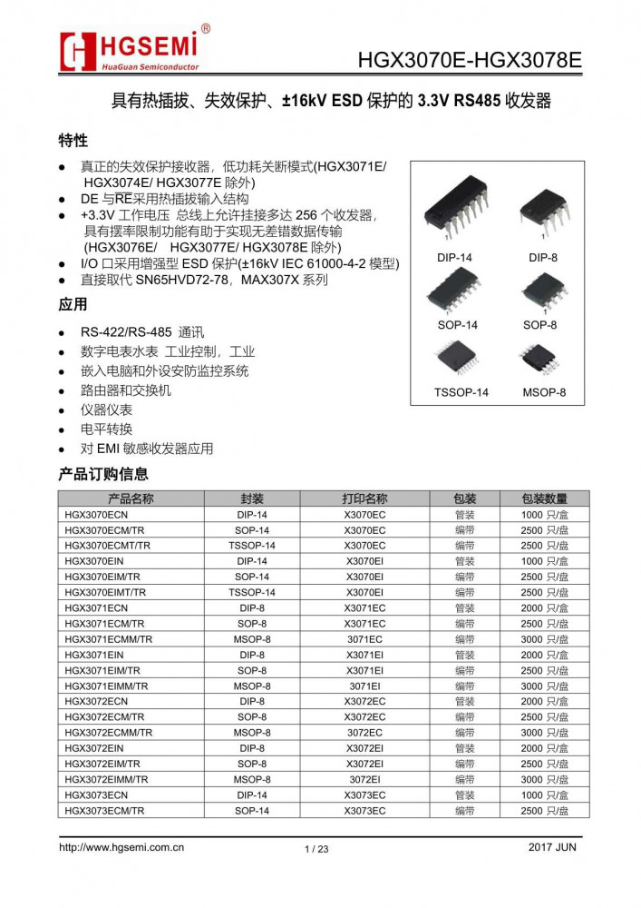 HGX3076E datasheet page 1