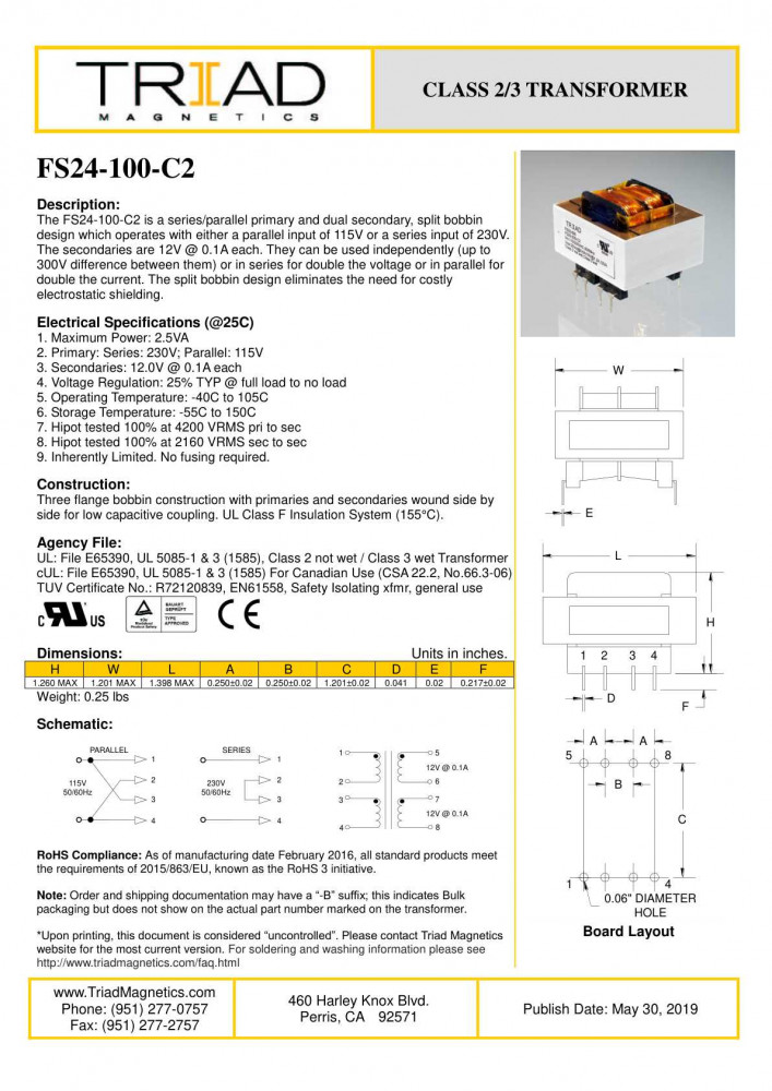 FS24-100-C2 product datasheet page