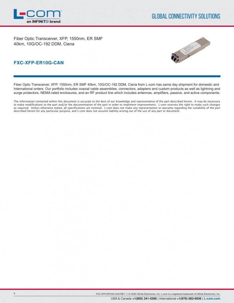 FXC-XFP-ER10G-CAN datasheet page 5