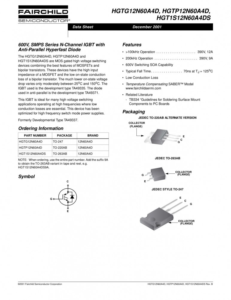 HGTP12N60A4D datasheet page 1