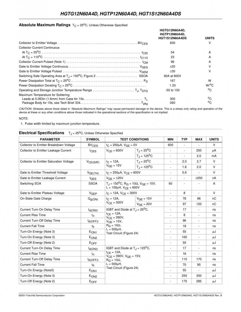 HGTP12N60A4D datasheet page 2