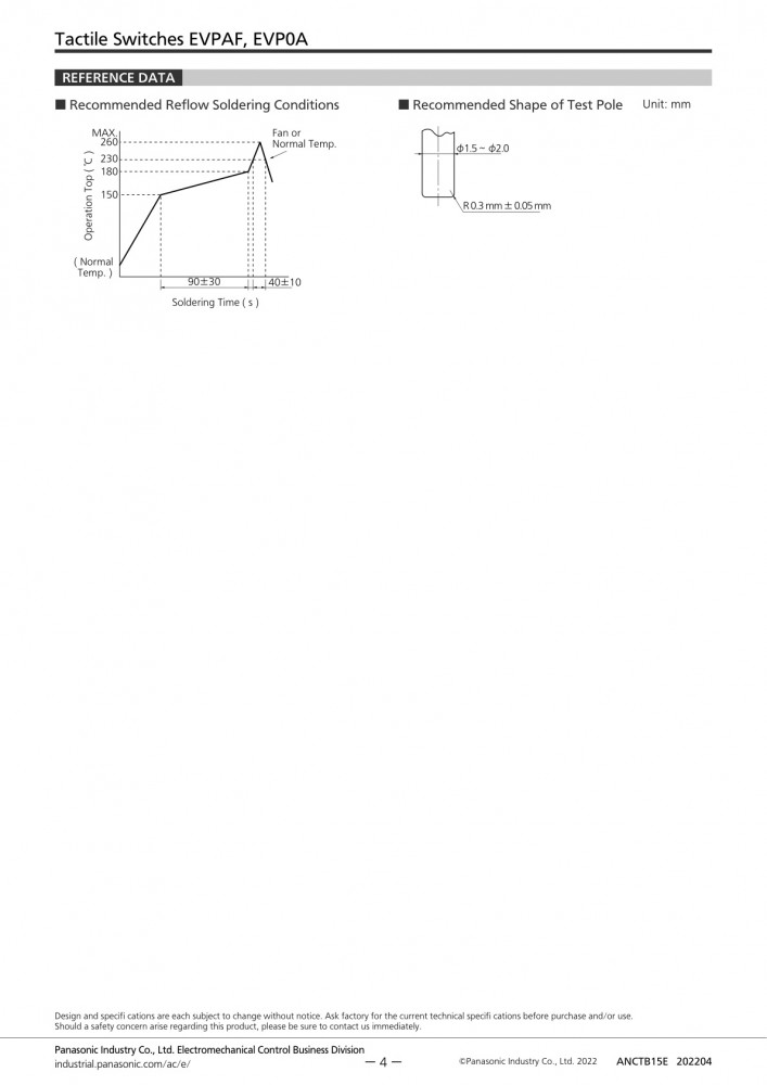 Panasonic tactile switch catalog page 5