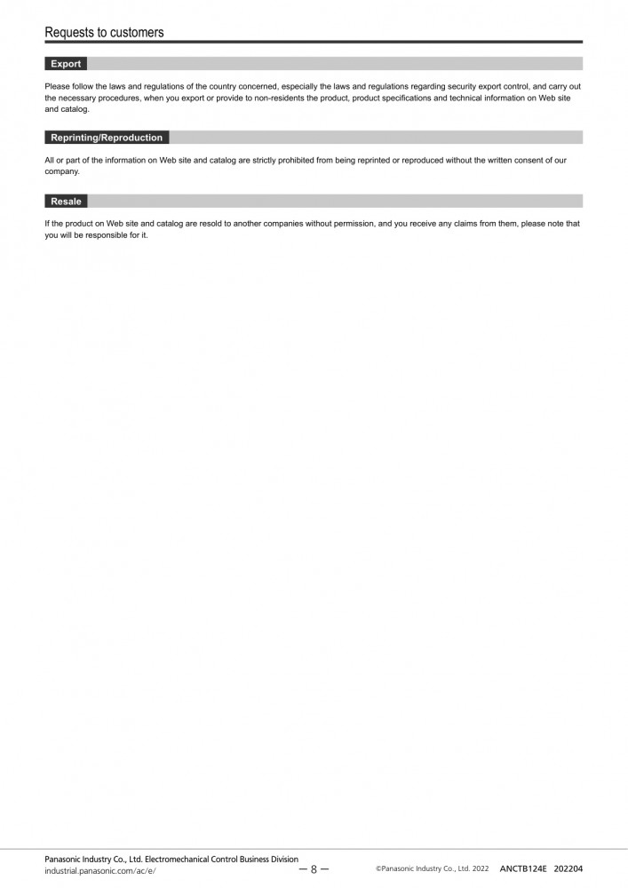Panasonic tactile switch catalog page 9