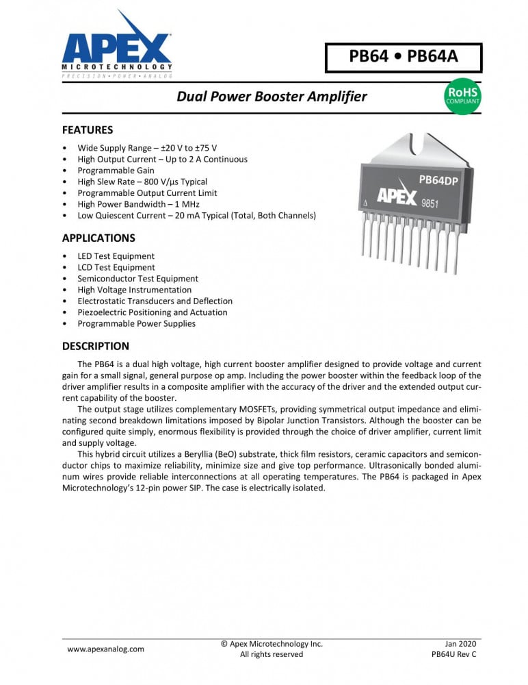 PB64DP datasheet page 1