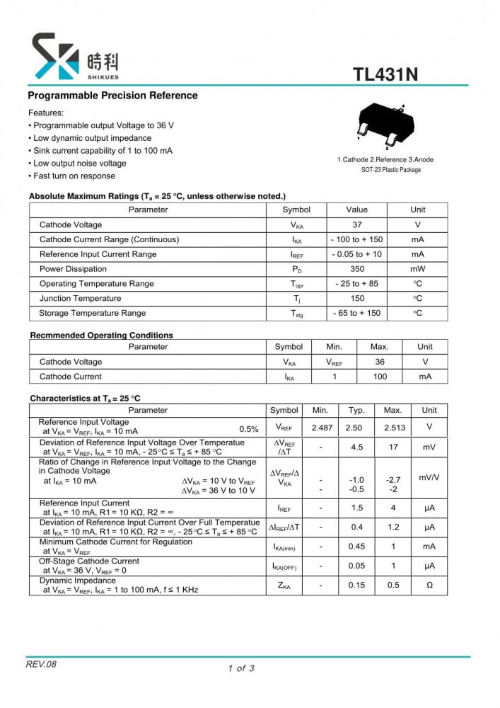 TL431N datasheet page 1