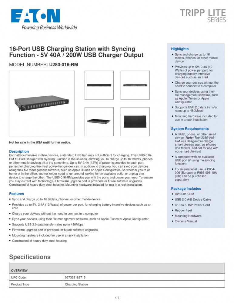 U280-016-RM technical document page 1