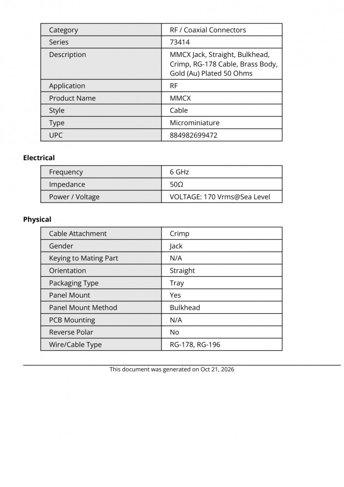 Technical document page 2 for MOLEX 734156280