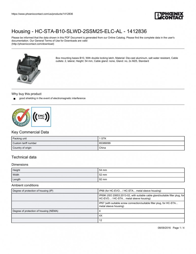 Phoenix Contact 1412836 technical document image 1