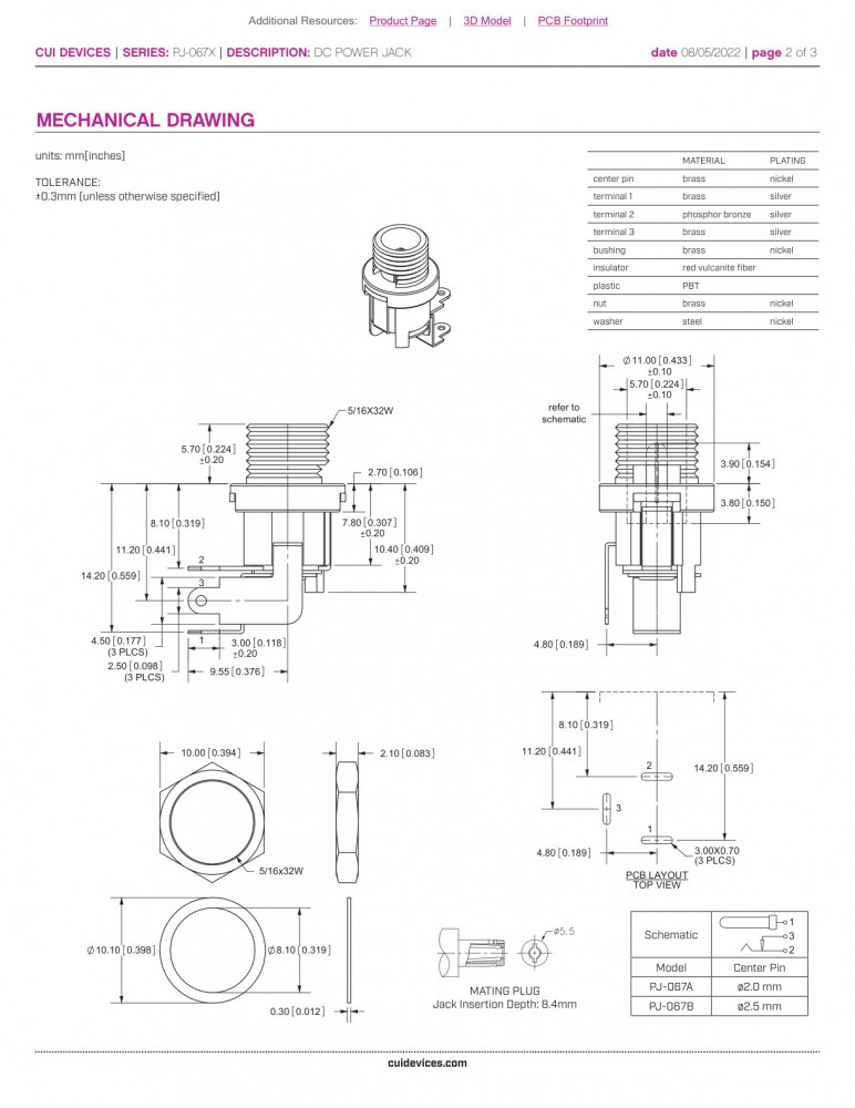 CUI PJ-067A datasheet page 2