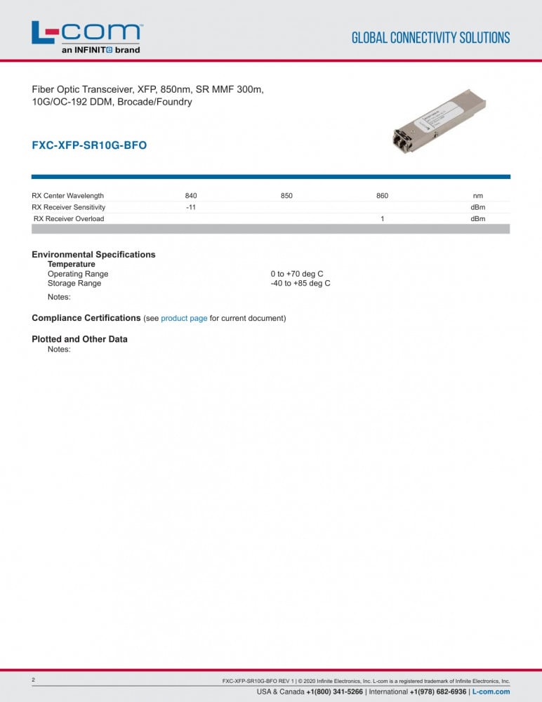 FXC-XFP-SR10G-BFO datasheet page 2