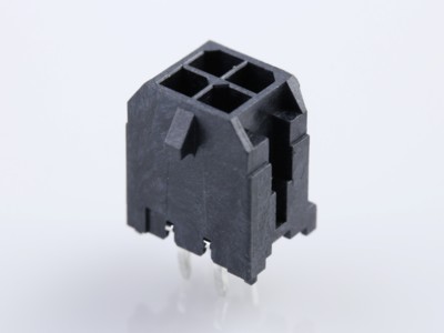 Micro-Fit 3.0 Right-Angle Header, 3.00mm Pitch, Dual Row, 16 Circuits, with PCB Press-fit Metal Retention Clip, 0.38µm Gold Plating, Glow-Wire Capable, Black, Tape and Reel
