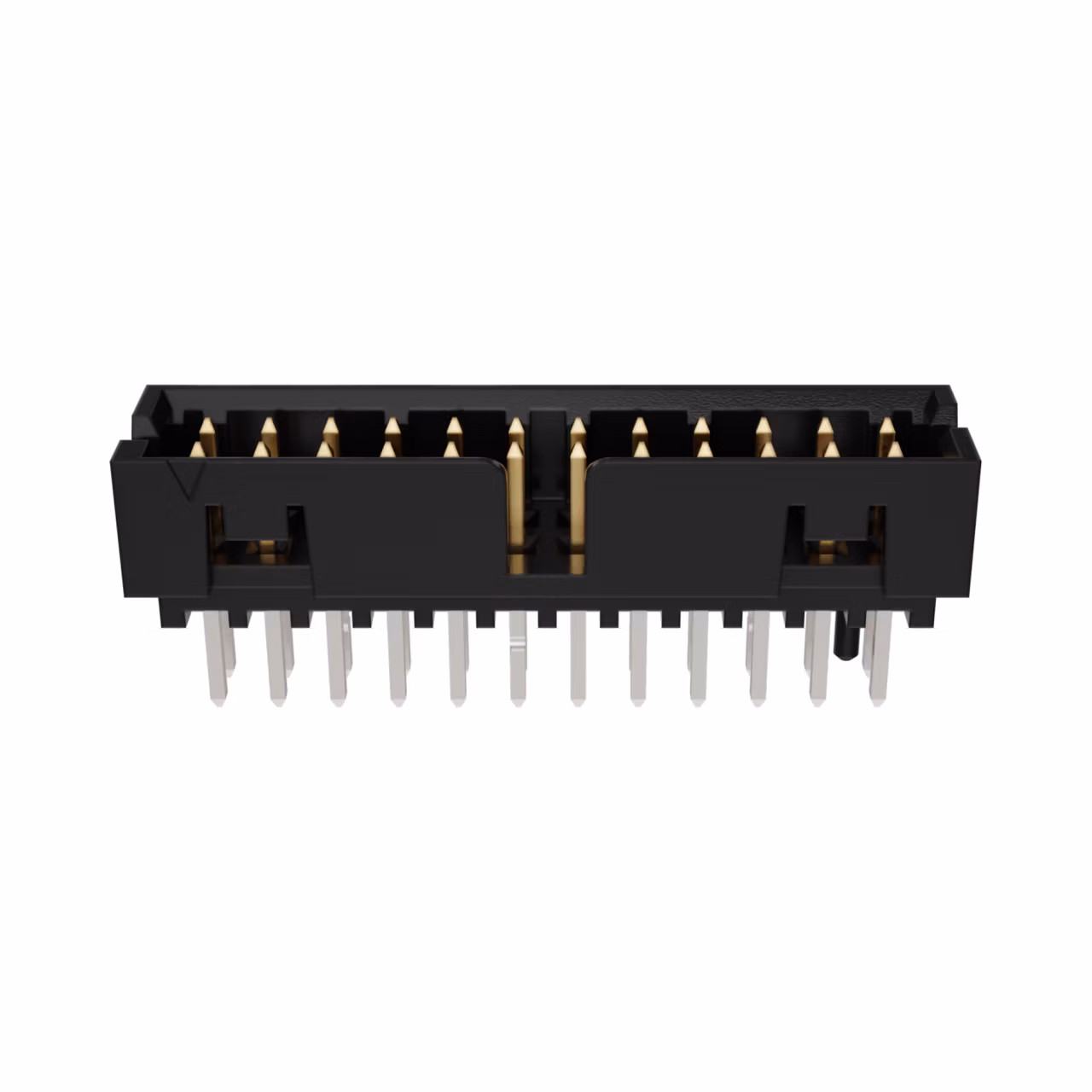 2.00mm Pitch, Milli-Grid PCB Header, Dual Row, Vertical, Through Hole, Shrouded, 24 Circuits, Circuits 6, 11, and 20 Kinked, 0.76µm Gold (Au) Plating, 3.50mm Tail Length, Dual Side Slots, Dual Friction Locks, Center Polarization, with Peg, Tube for sale