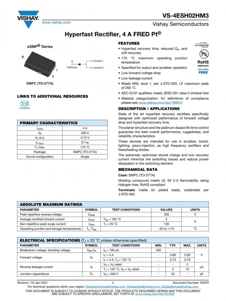 VS-4ESH02HM3/8 datasheet page image 1