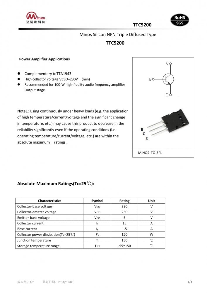 TTC5200 datasheet page 1