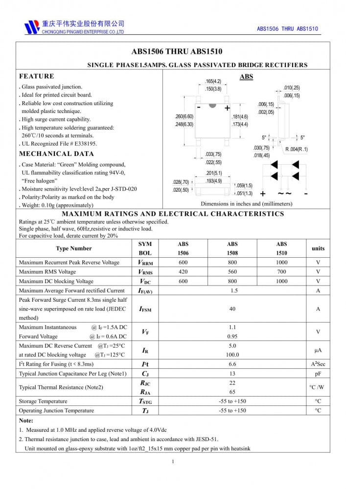 ABS1510 datasheet page 1