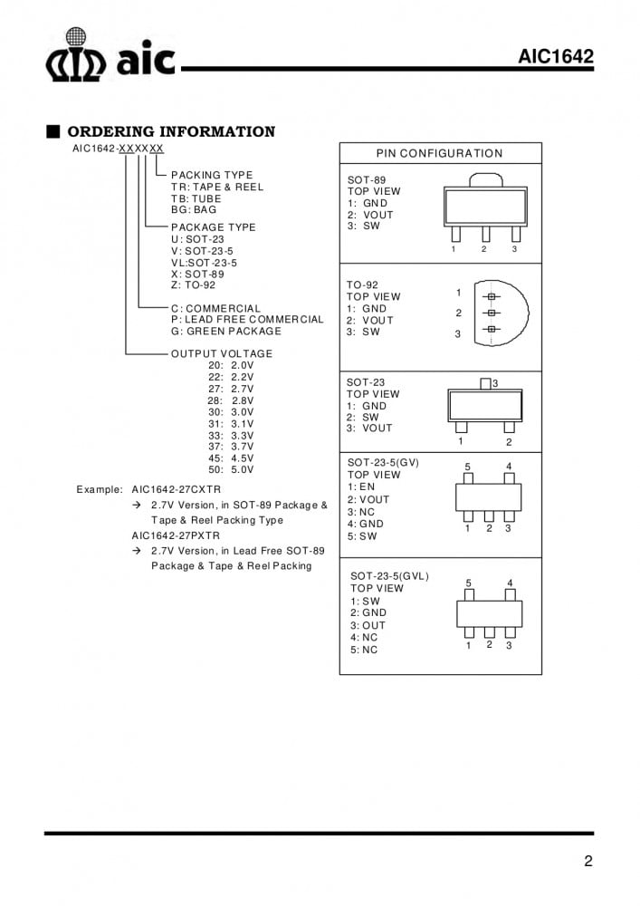 AIC1642 datasheet page 2