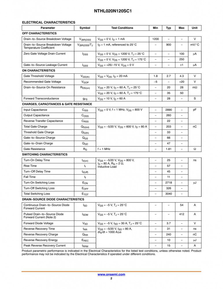 NTHL020N120SC1 datasheet page 2
