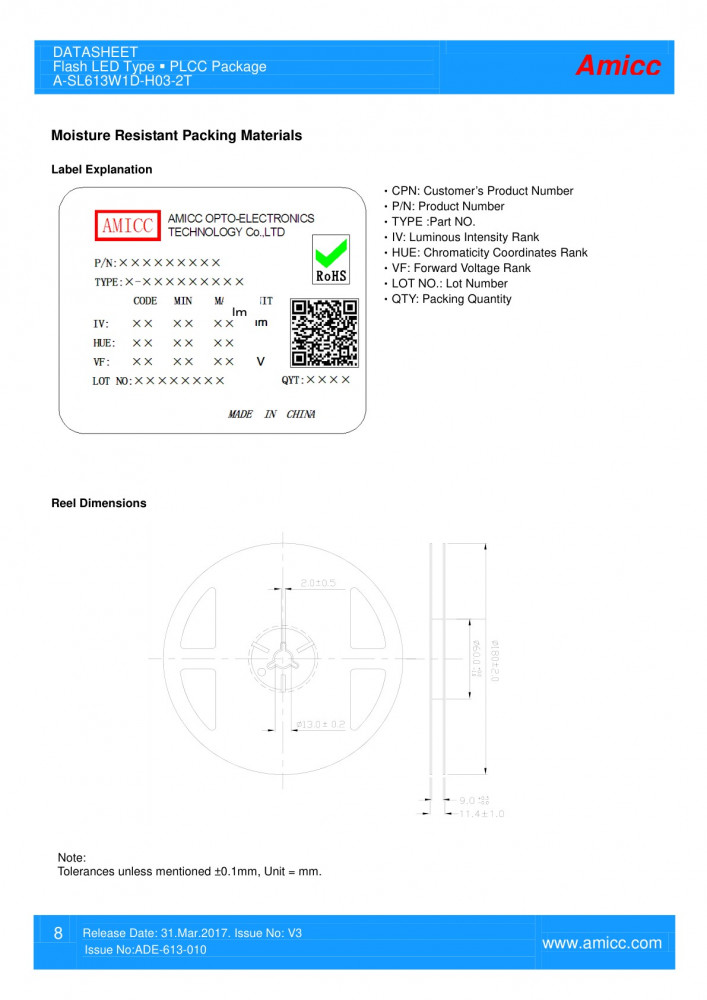 A-SL613W1D-H03-2T datasheet page 8