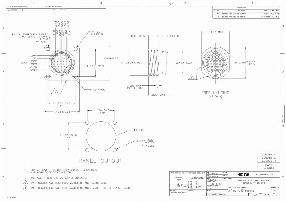 TE Connectivity 206038-1 technical document preview