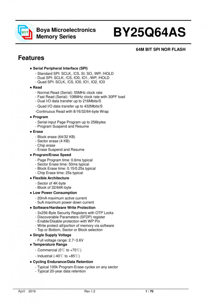 BY25Q64ASWIG(R) datasheet page 1