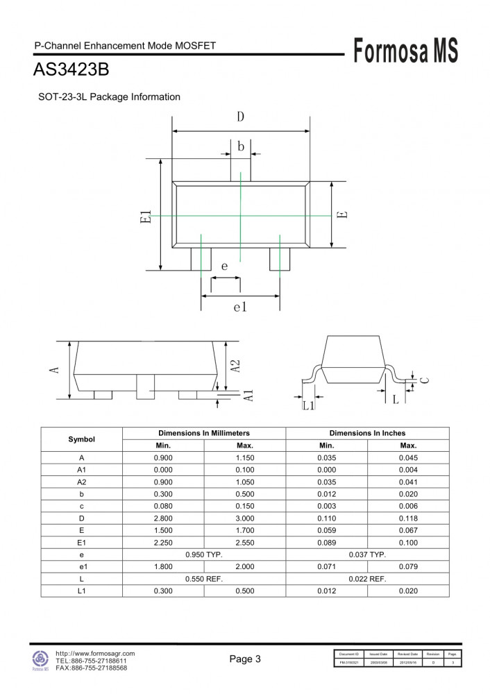 AS3423B datasheet page 3