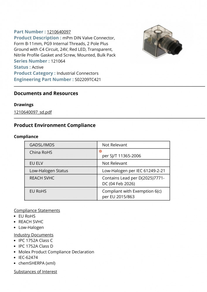 MOLEX S02 series drawing, page 1