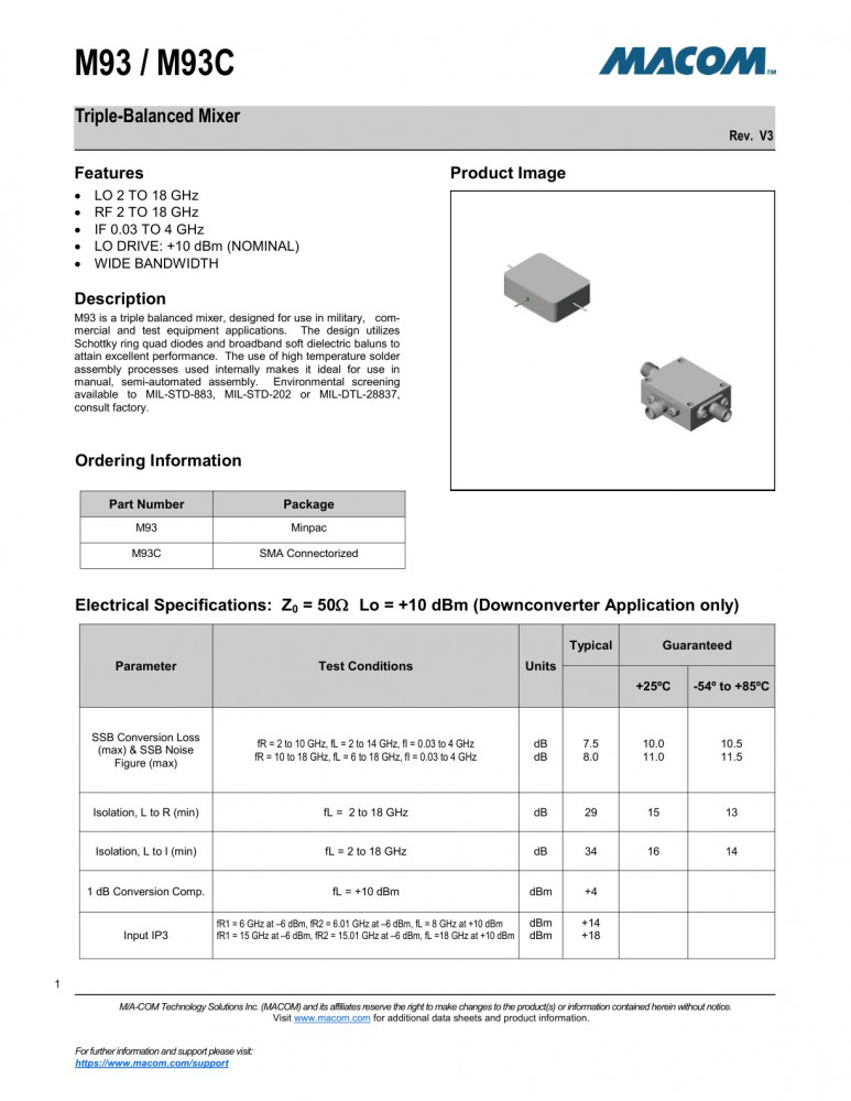 MACOM M93 technical document page 1