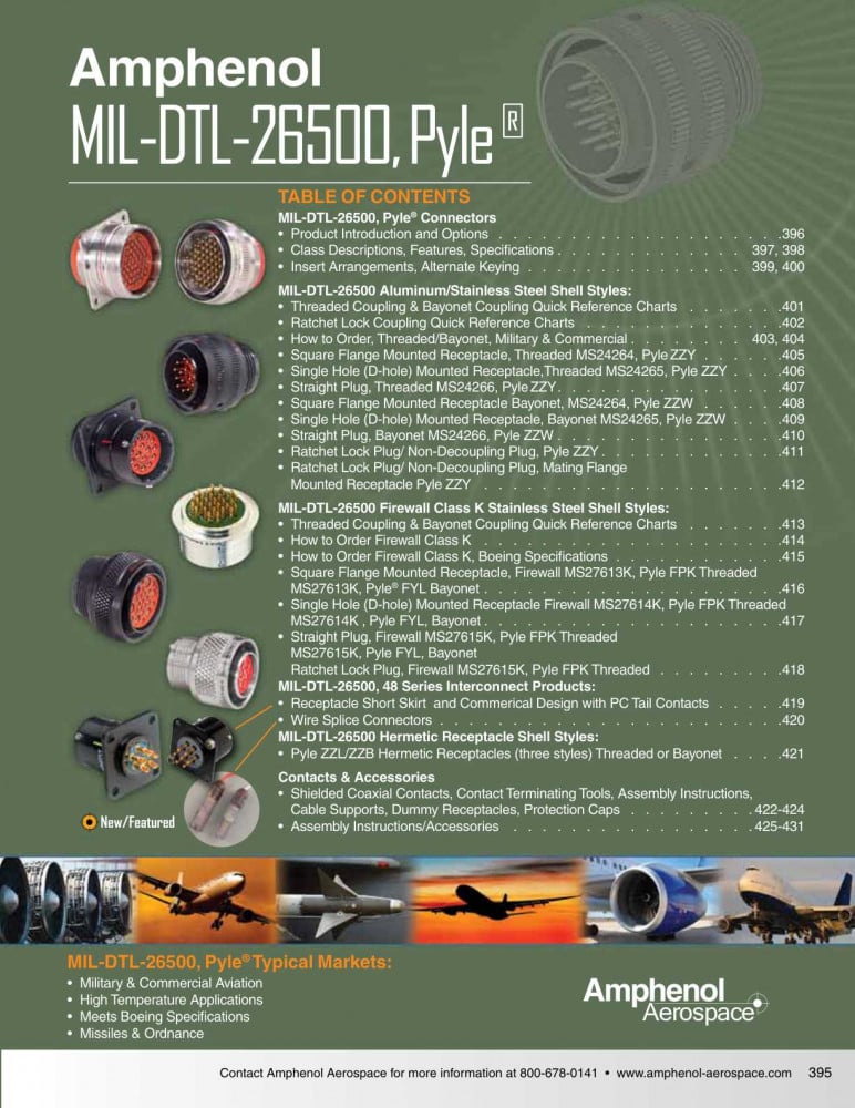 Amphenol Pyle MIL-DTL-26500 catalog page 1