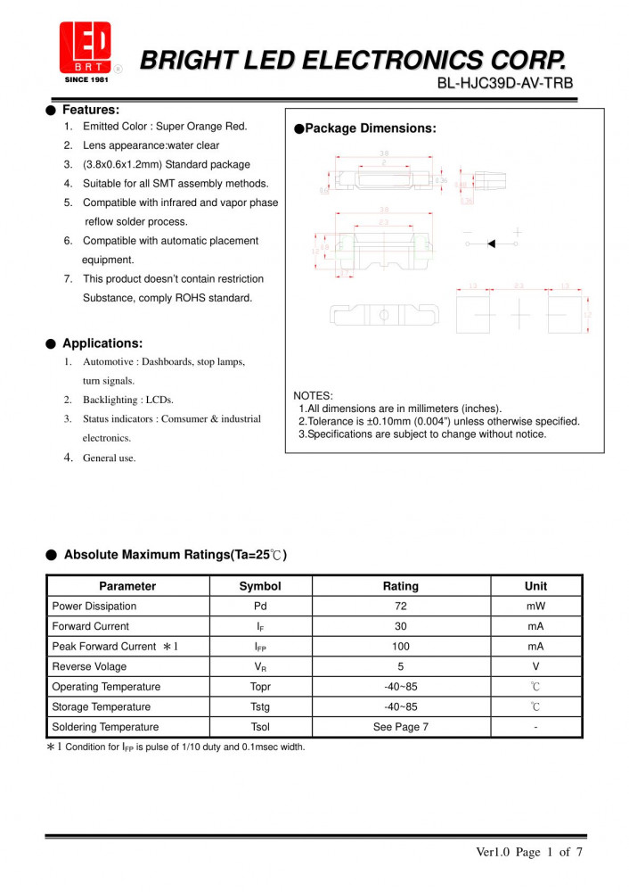 BL-HJC39D-AV-TRB datasheet page 1