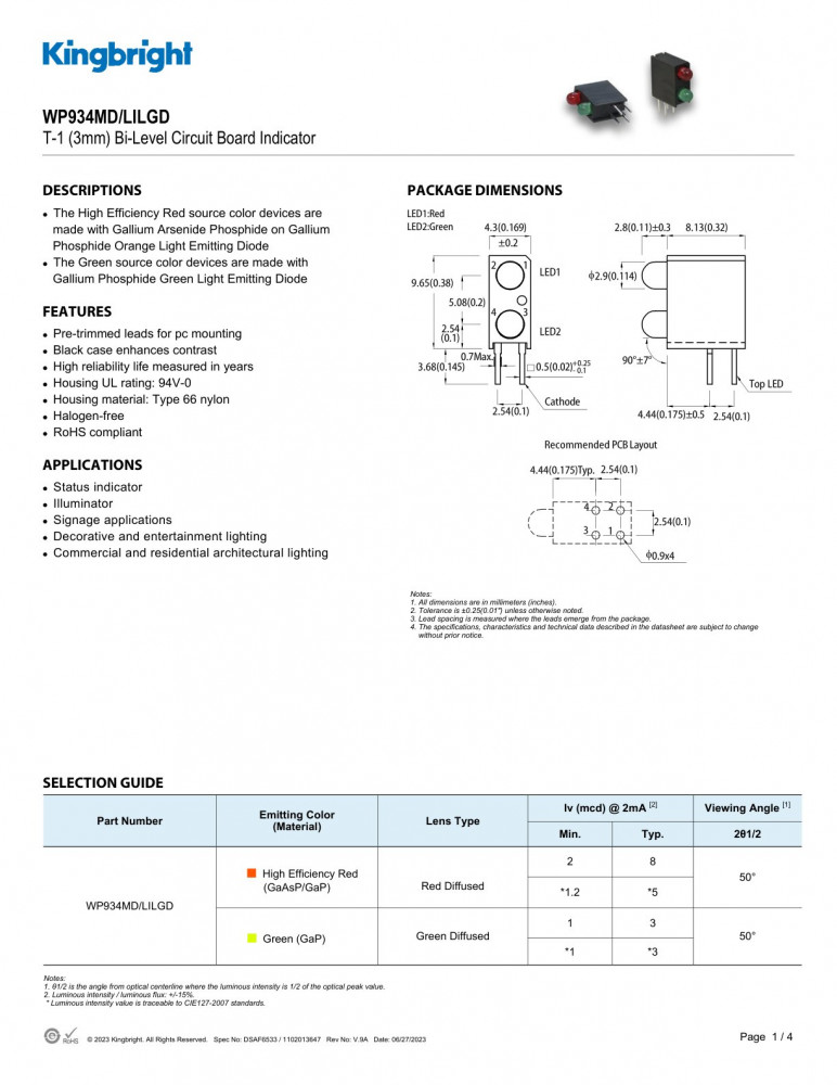 WP934MD/LILGD datasheet page 1